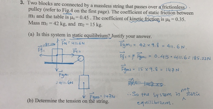 Solved two blocks are connected by a massless string that | Chegg.com