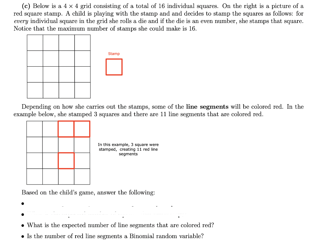 Solved (c) Below is a 4 x 4 grid consisting of a total of 16 | Chegg.com