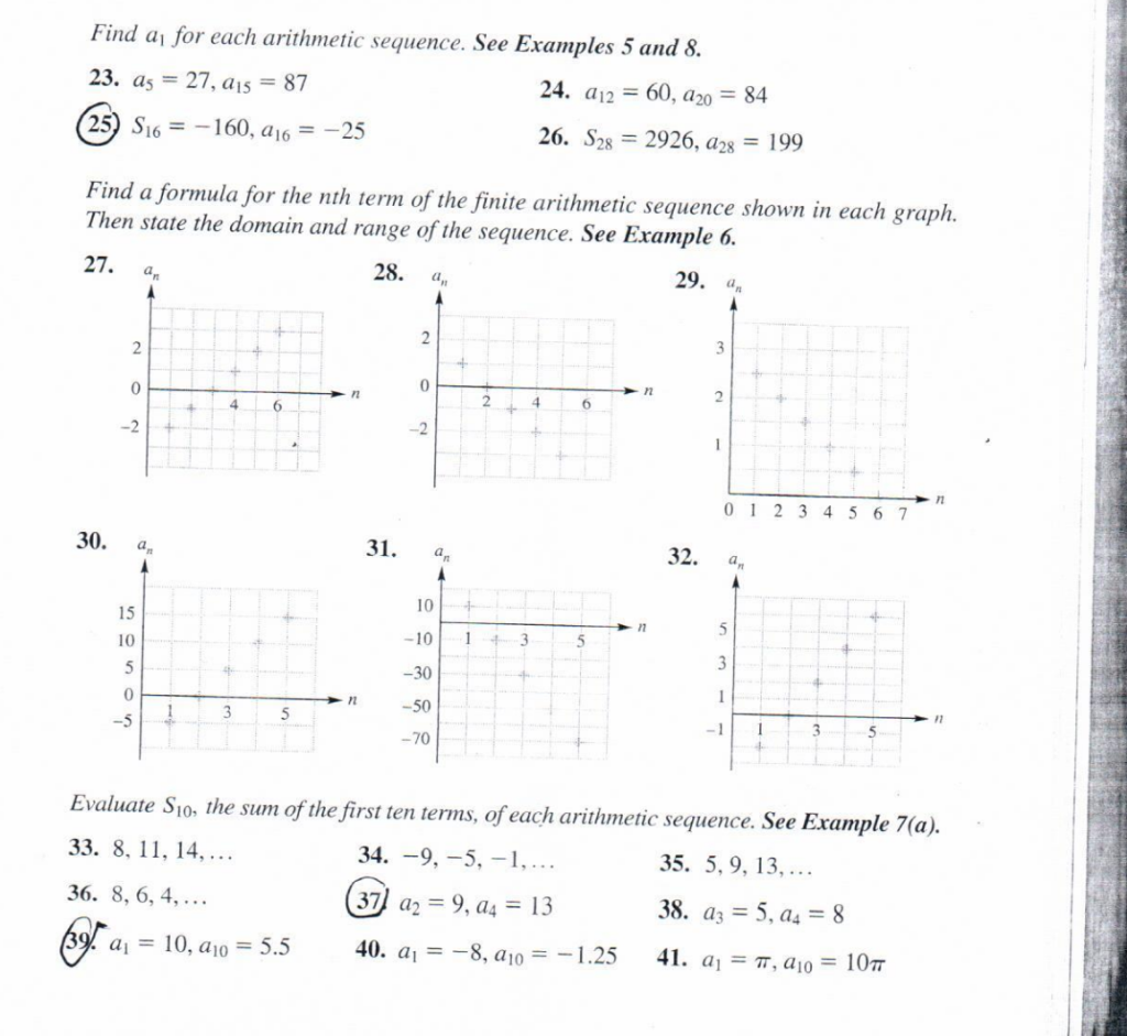 Solved Find A1 For Each Arithmetic Sequence See Examples 5 