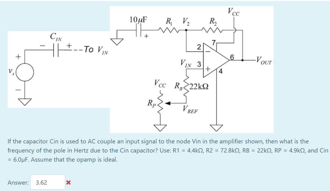 Solved V cc 10 uF R V₂ R CIN + 7 + HE 2 -To Vin 6 Vin 3 VOUT | Chegg.com