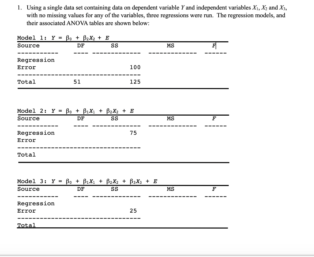 1. Using a single data set containing data on | Chegg.com