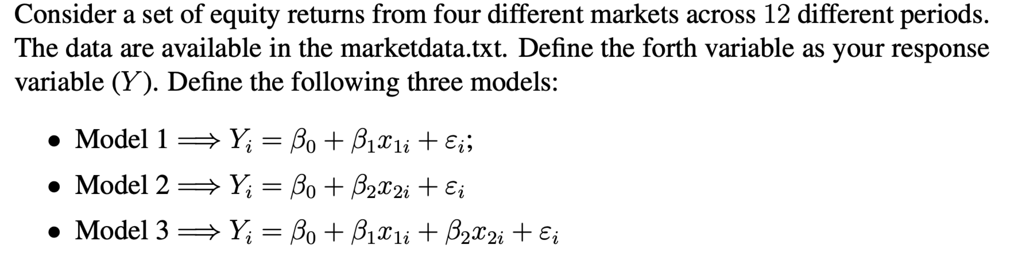 Consider a set of equity returns from four different | Chegg.com