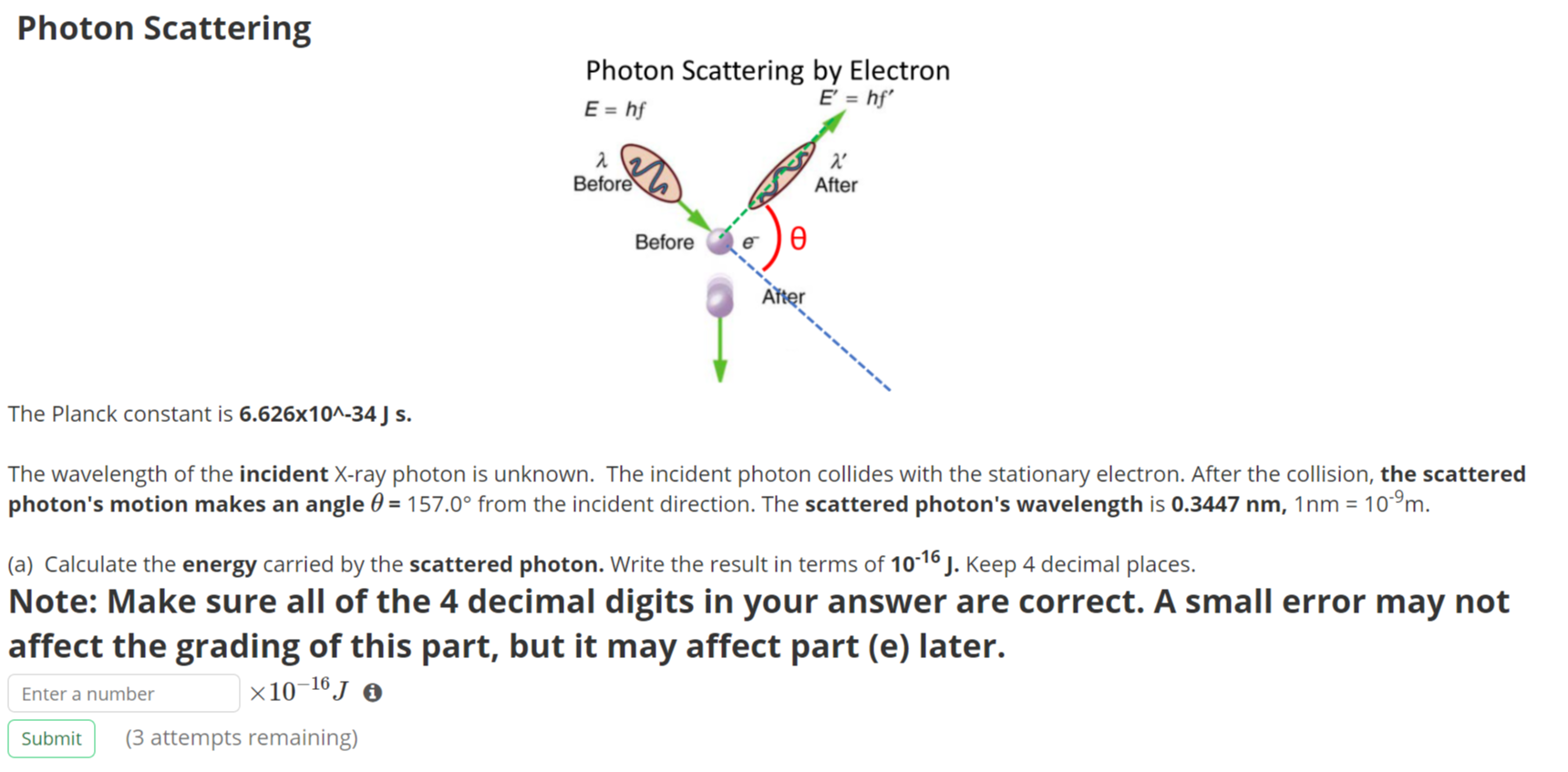 Solved Photon Scattering Photon Scattering by Electron E' = | Chegg.com