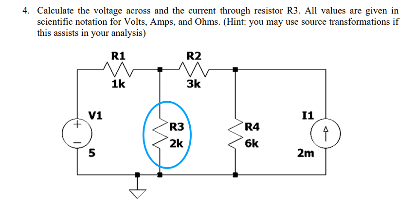 Solved 4. Calculate the voltage across and the current | Chegg.com