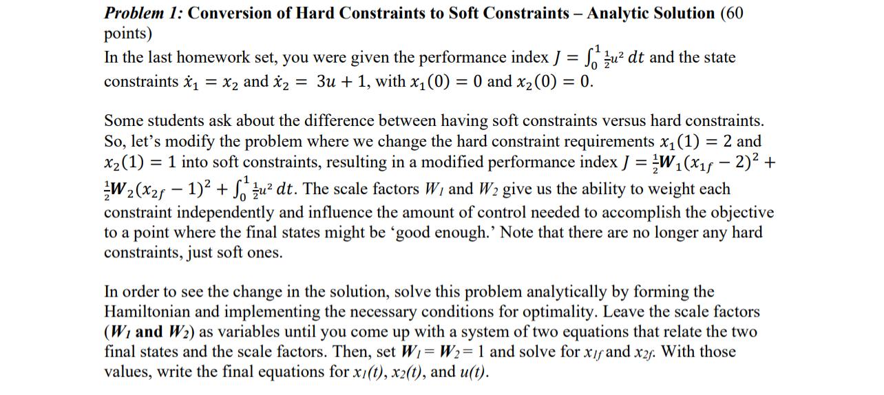 Problem 1: Conversion of Hard Constraints to Soft | Chegg.com