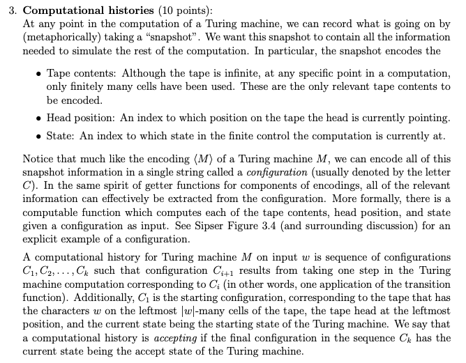 Solved Computational histories (10 points): At any point in | Chegg.com