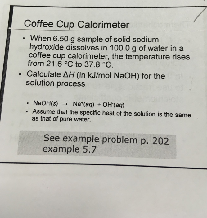 Solved Coffee Cup Calorimeter When 6.50 g sample of solid | Chegg.com