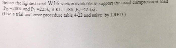 Solved available to support the axial compression load | Chegg.com