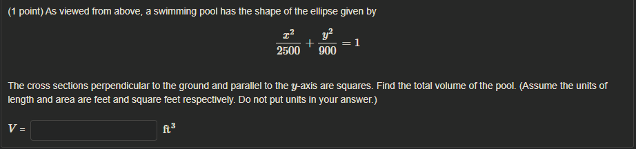 Solved (1 point) As viewed from above, a swimming pool has | Chegg.com