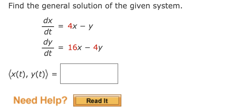 Solved Find the general solution of the given system. | Chegg.com