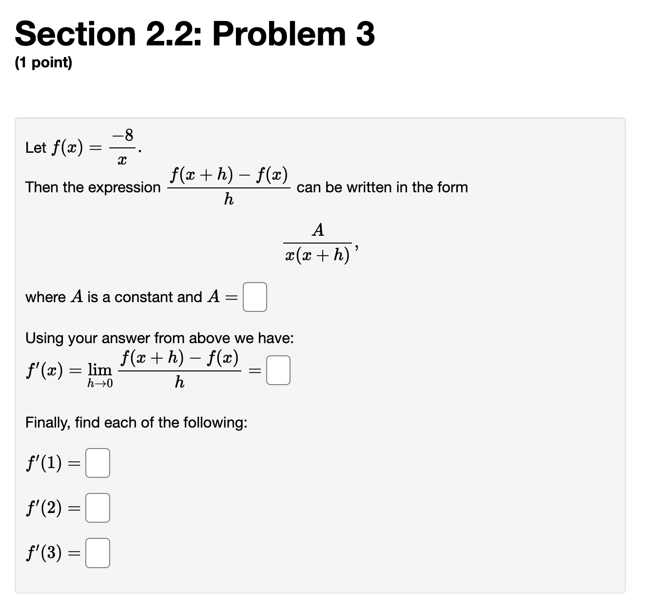 Solved Section 2 2 Problem 3 1 Point Let F X X−8 Then