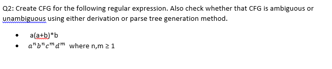 Solved Q2: Create CFG for the following regular expression. | Chegg.com