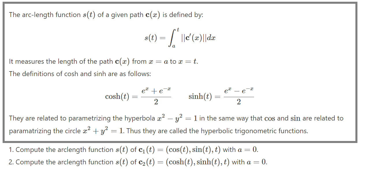 Solved The arc-length function s(t) of a given path c(x) is | Chegg.com