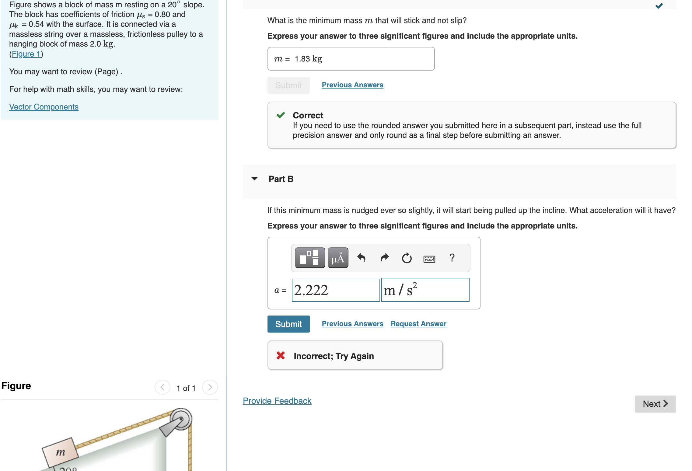 Solved Figure shows a block of mass m ﻿resting on a 20° | Chegg.com