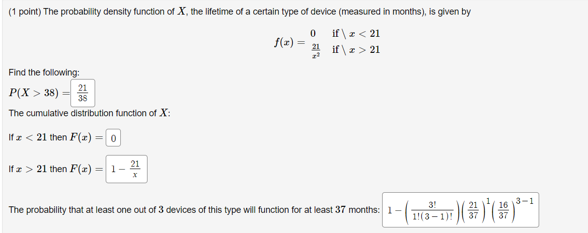 Solved The probability density function of XX, the lifetime | Chegg.com