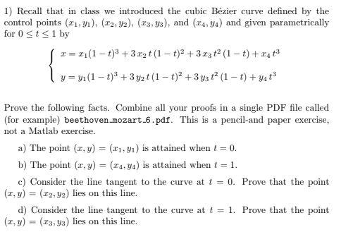Solved 1) Recall that in class we introduced the cubic | Chegg.com