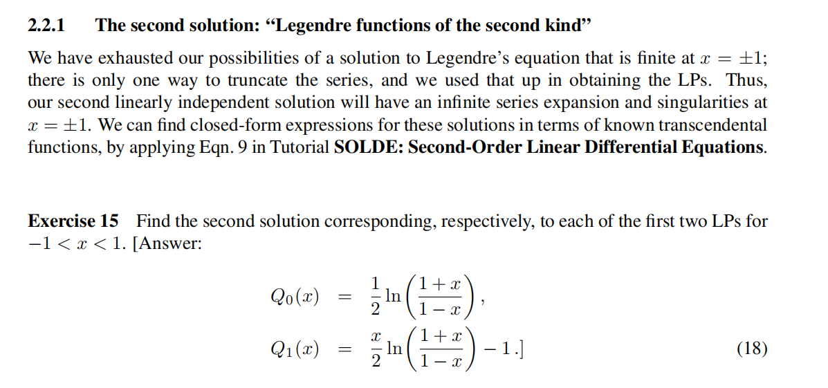 2.2.1 The second solution: “Legendre functions of the | Chegg.com