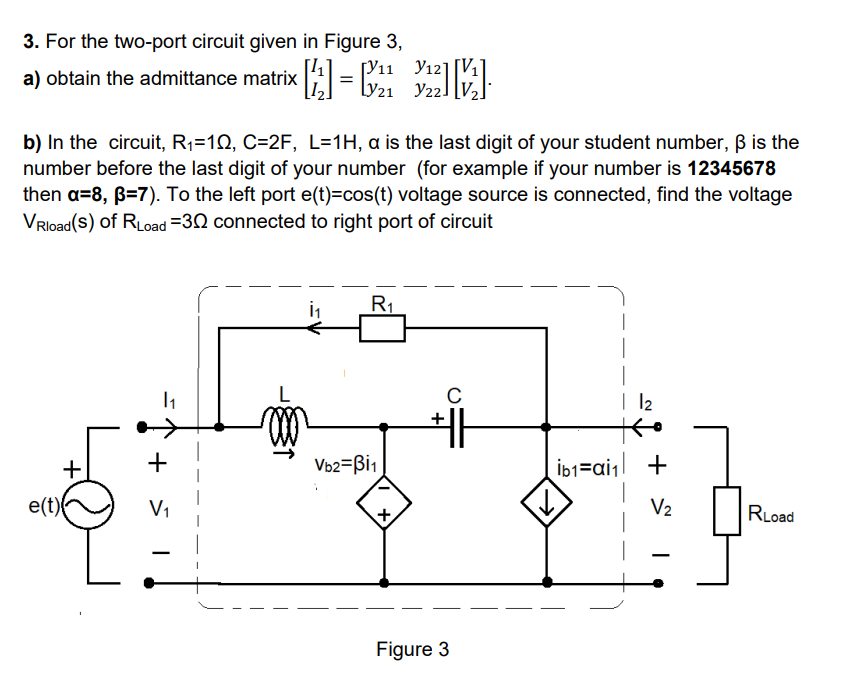 Solved For the two-port circuit given in Figure 3, a) obtain | Chegg.com