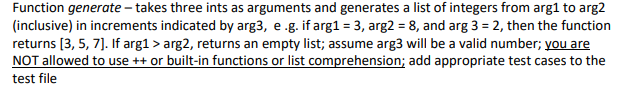 Solved Function Generate Takes Three Ints As Arguments And 