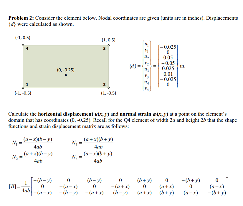 Problem 2: Consider the element below. Nodal | Chegg.com