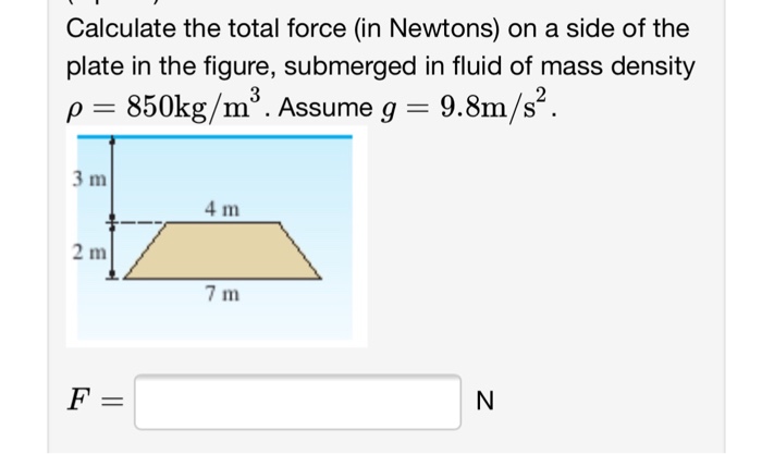 Solved Calculate the total force (in Newtons) on a side of | Chegg.com
