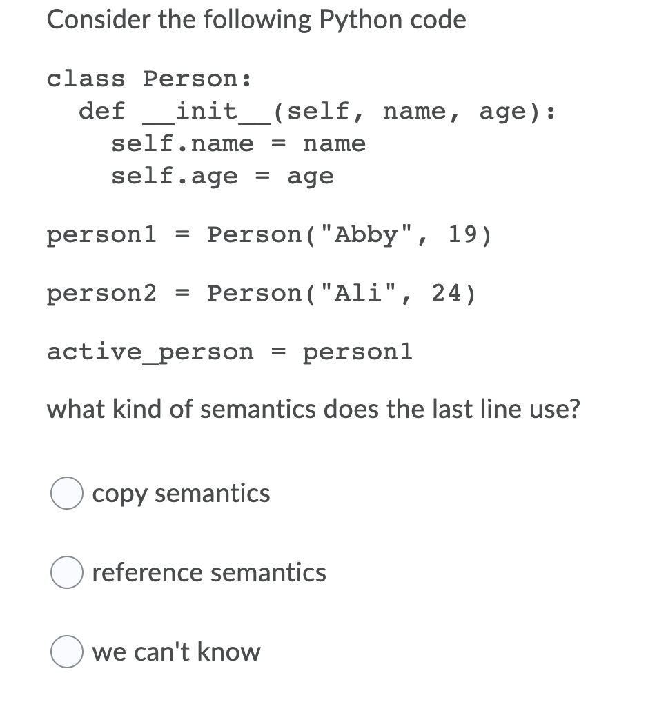 Solved Consider the following Python code import copy class | Chegg.com