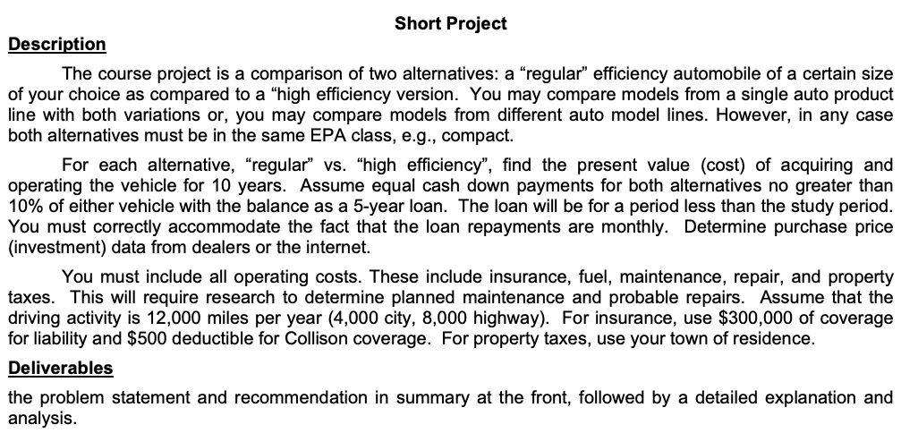 Short Project Description The course project is a | Chegg.com