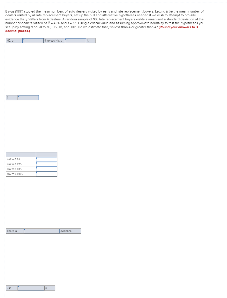 Solved Bayus (1991) studied the mean numbers of auto dealers | Chegg.com