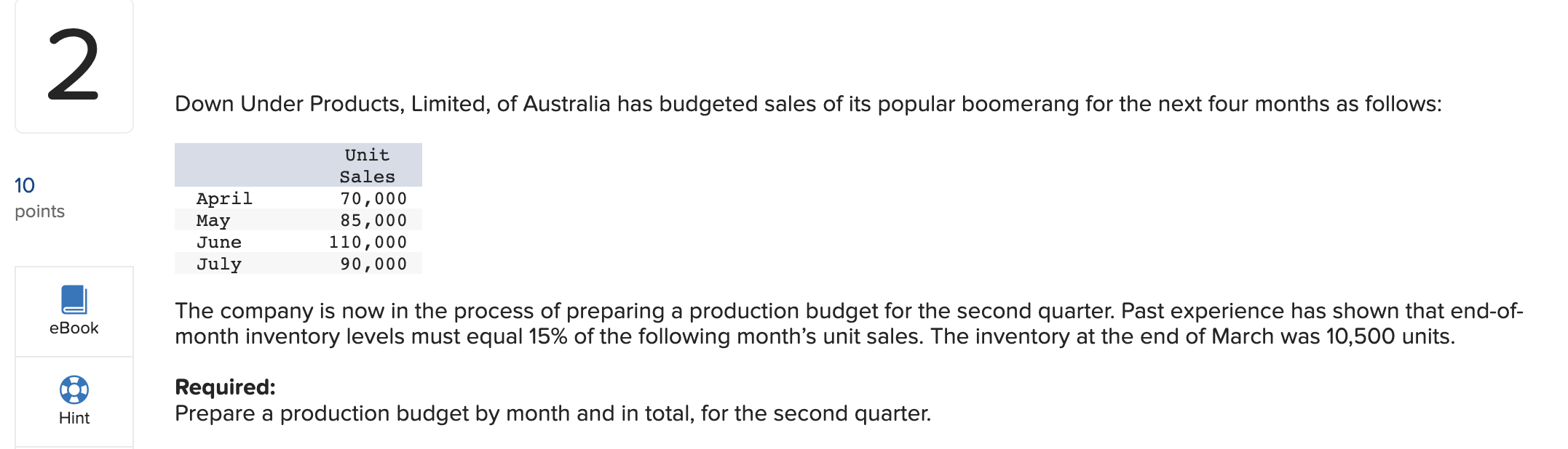 Solved The company is now in the process of preparing a | Chegg.com