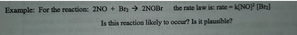 Solved Example: For the reaction: 2NO + Br2 → 2NOBr the rate | Chegg.com