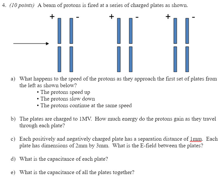 Solved 4. (10 points) A beam of protons is fired at a series | Chegg.com