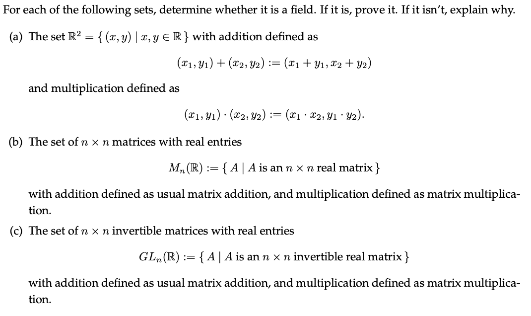 Solved For each of the following sets, determine whether it | Chegg.com