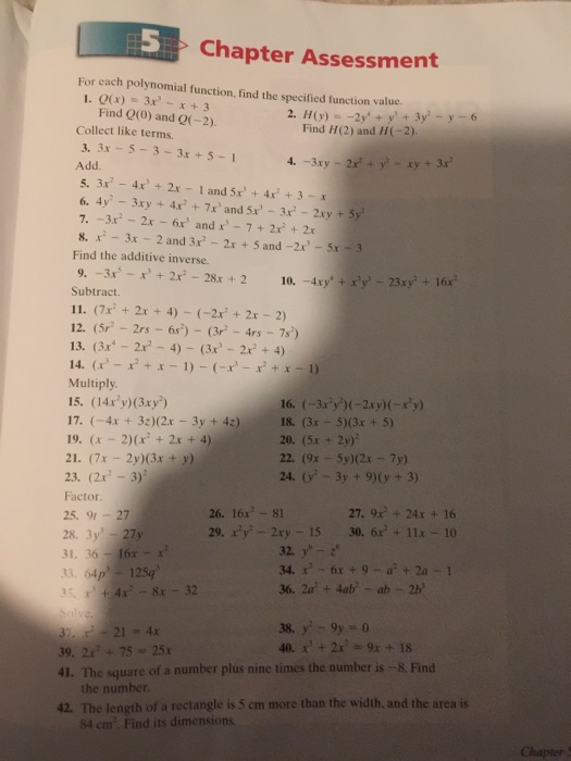 Solved Chapter Assessment For each polynomial function, find | Chegg.com