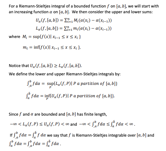 Solved Subject: Riemann-Stieltjes Integral. Please show all | Chegg.com