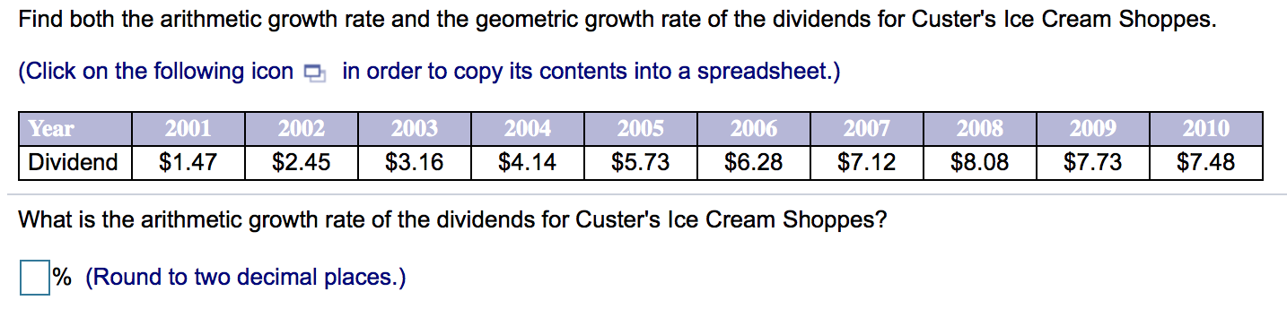 Solved Find both the arithmetic growth rate and the | Chegg.com