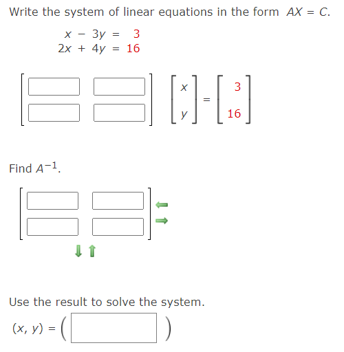 Solved Write the system of linear equations in the form AX=C | Chegg.com