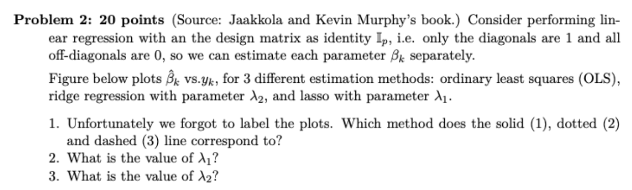Problem 2: 20 points (Source: Jaakkola and Kevin | Chegg.com