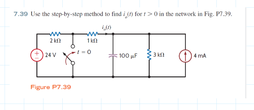Solved 7.39 ﻿Use the step-by-step method to find io(t) ﻿for | Chegg.com