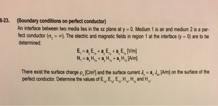 Solved (Boundary conditions on perfect conductor) An | Chegg.com
