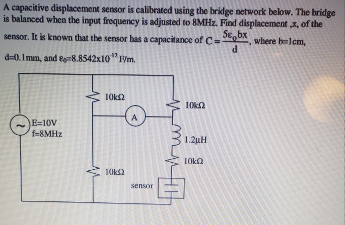 Solved A capacitive displacement sensor is calibrated using | Chegg.com