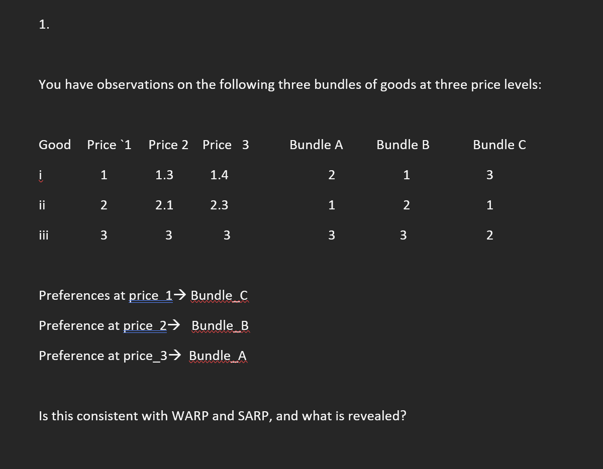 Solved You have observations on the following three bundles | Chegg.com Solved You have observations on the following three bundles | Chegg.com