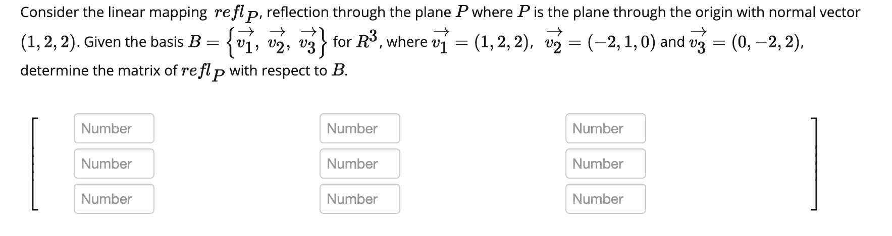 Solved Consider the linear mapping reflP, reflection through | Chegg.com