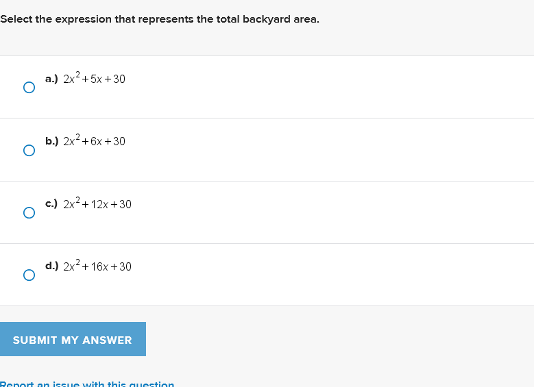 Solved Select the expression that represents the total | Chegg.com