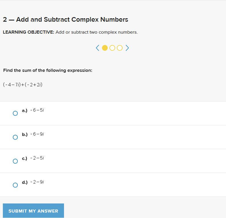Solved 2 - Add and Subtract Complex Numbers LEARNING | Chegg.com Solved 2 - Add and Subtract Complex Numbers LEARNING | Chegg.com