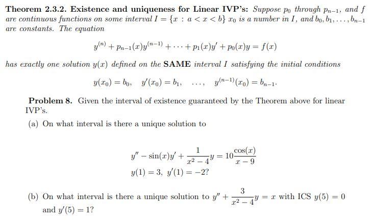 Solved Theorem 2.3.2. Existence and uniqueness for Linear | Chegg.com