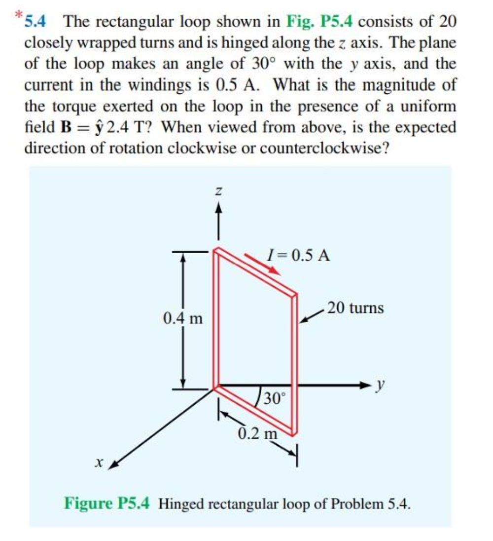 Solved 54 The Rectangular Loop Shown In Fig P54 9705