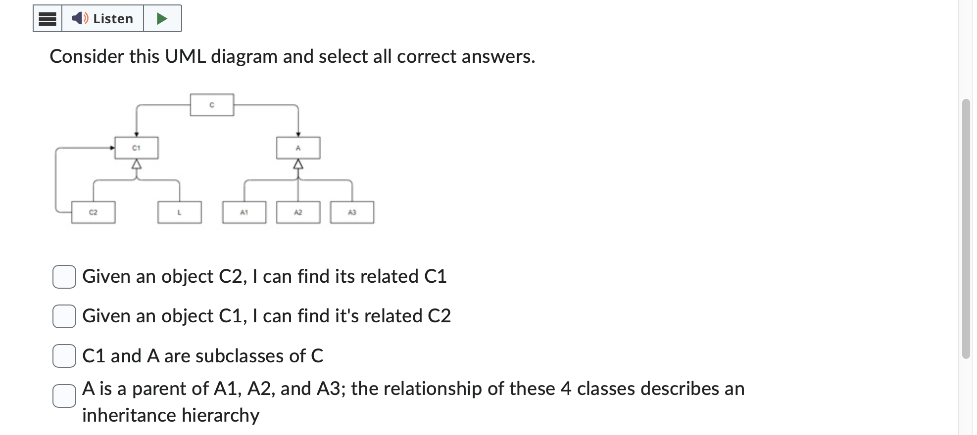 Solved Consider this UML diagram and select all correct | Chegg.com