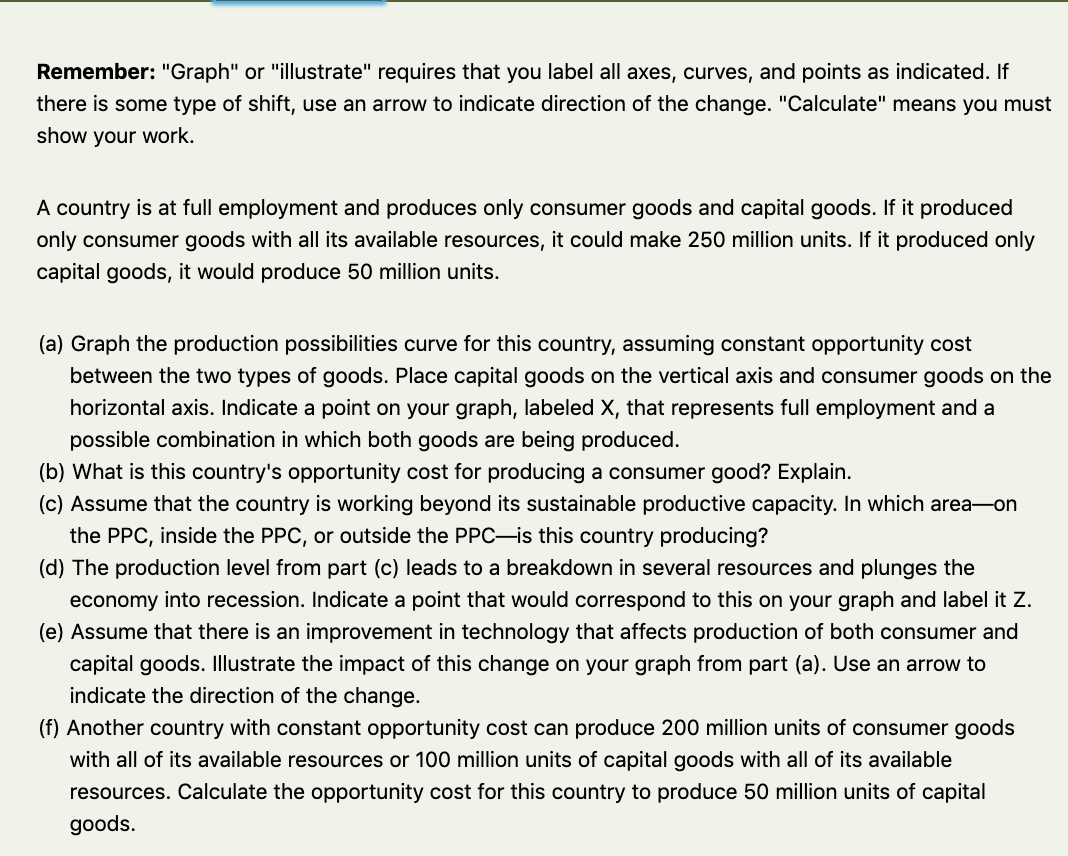 Solved A Production Possibilities Curve Css 300 A B X