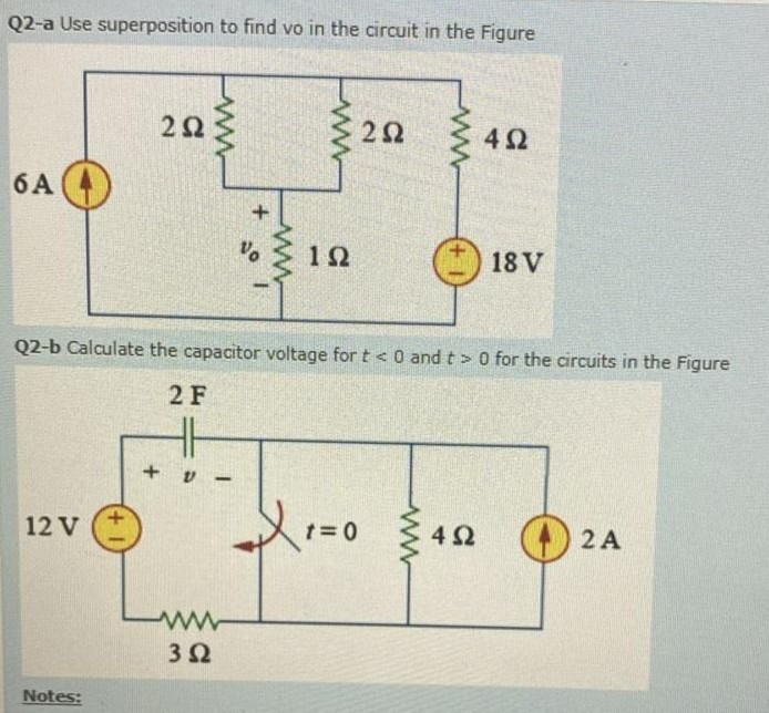 Solved Q2-a Use superposition to find vo in the circuit in | Chegg.com
