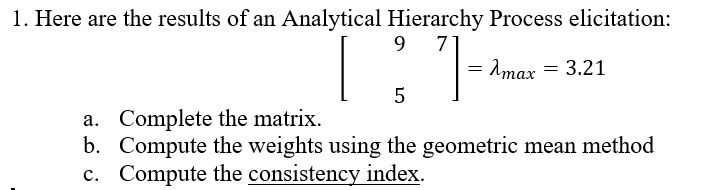 Solved a. Complete the matrix. b. Compute the weights using | Chegg.com